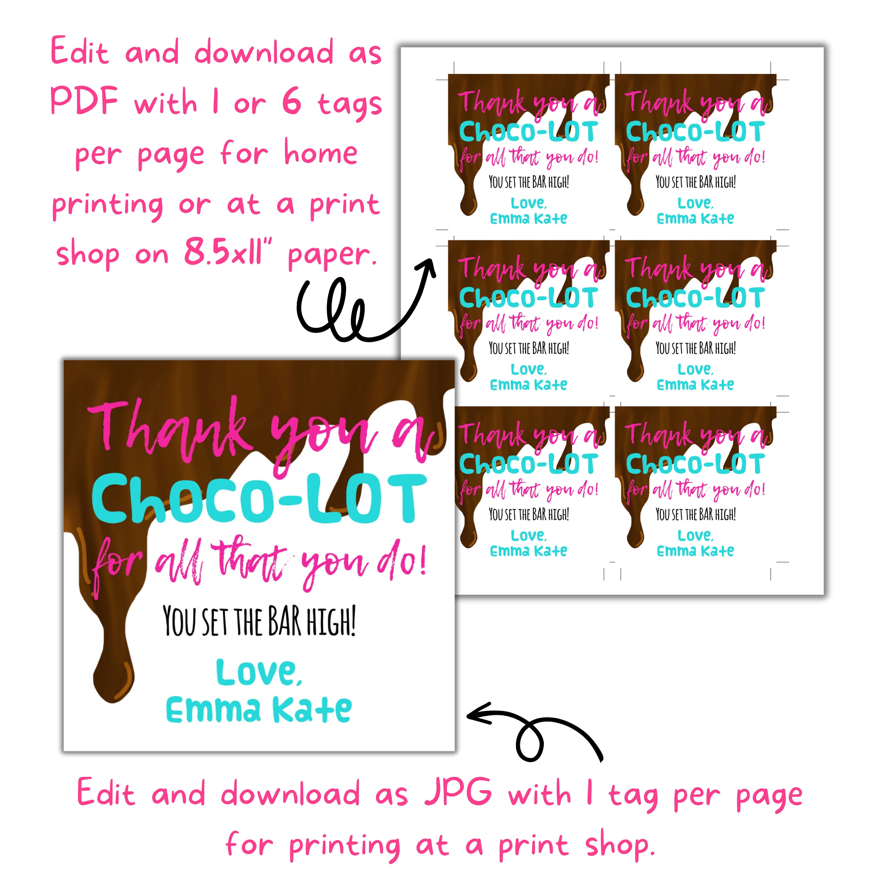 Printable Teacher Candy Bar Tag Chocolate Teacher - Etsy