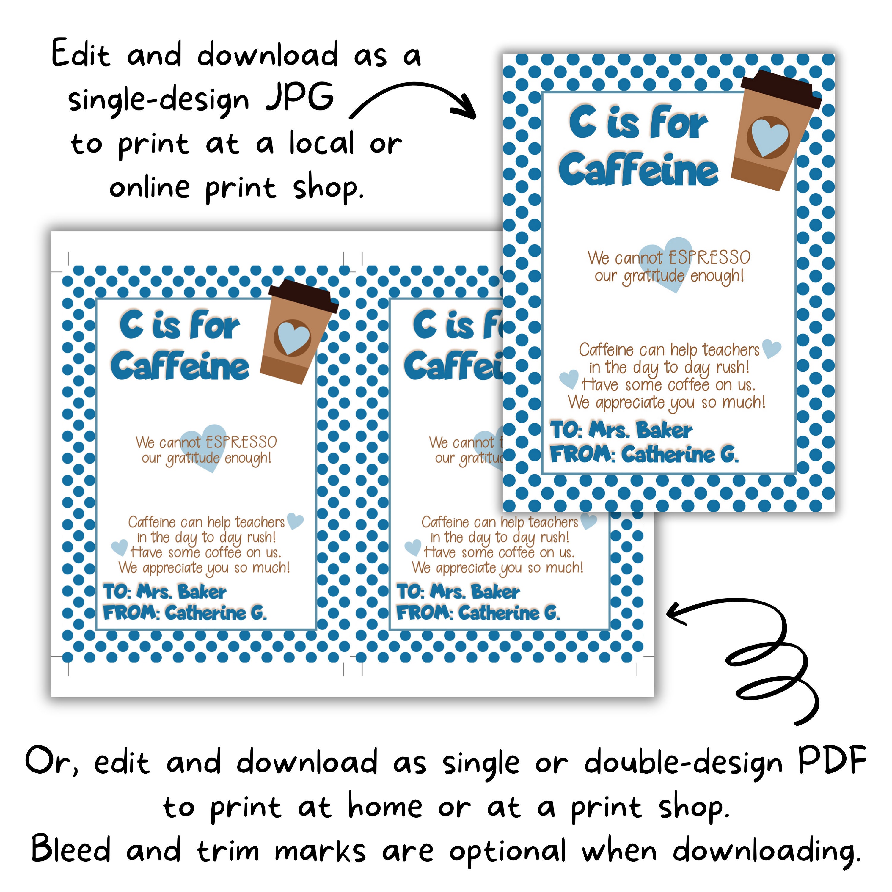 C is for Caffeine Coffee Gift Card Holder - Teacher Appreciation Week ...