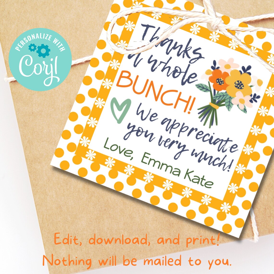 Floral Printable Thank You Tags - Thanks a Bunch Flower Design Gift ...