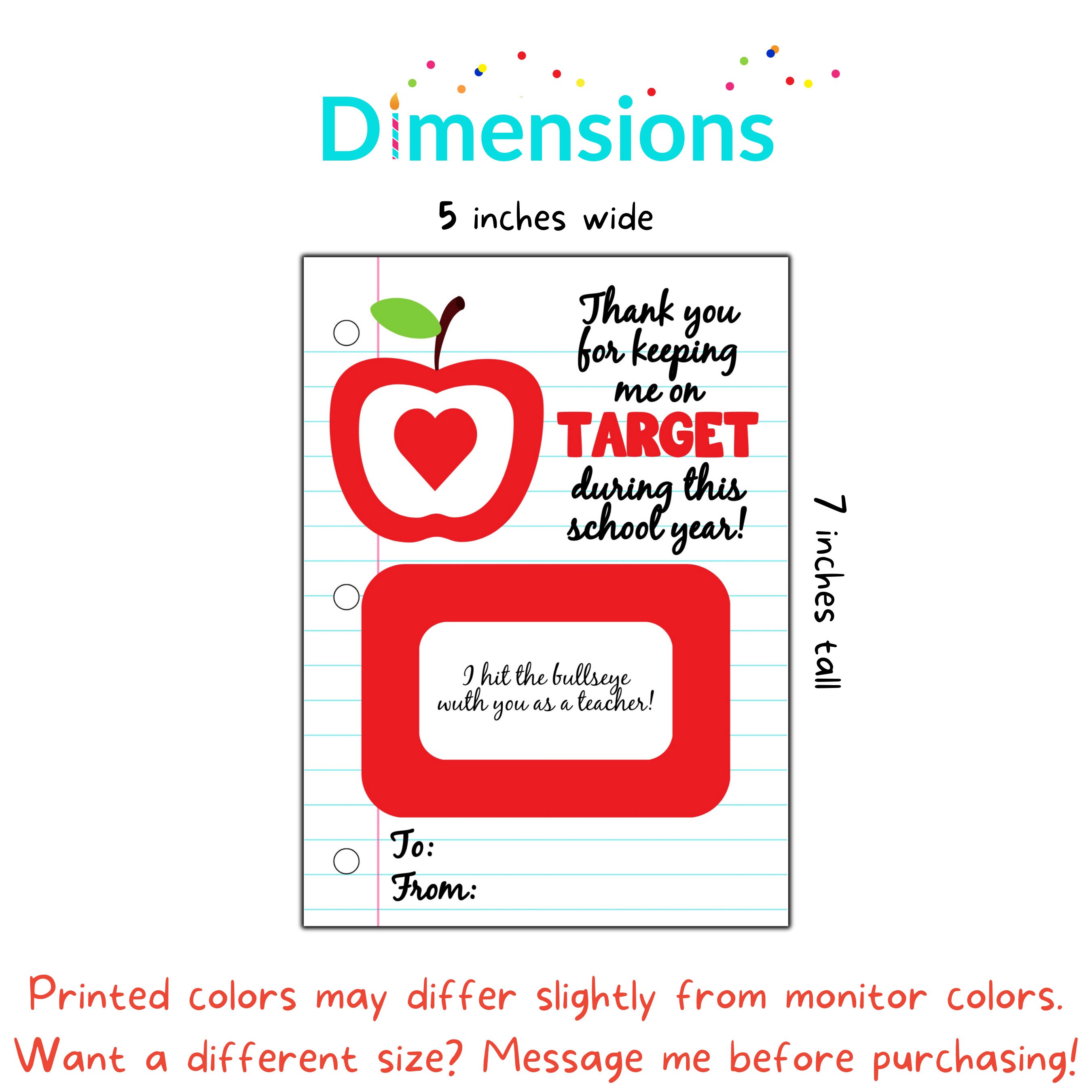 On Target Teacher Gift Card Holder Teacher Appreciation Week School ...