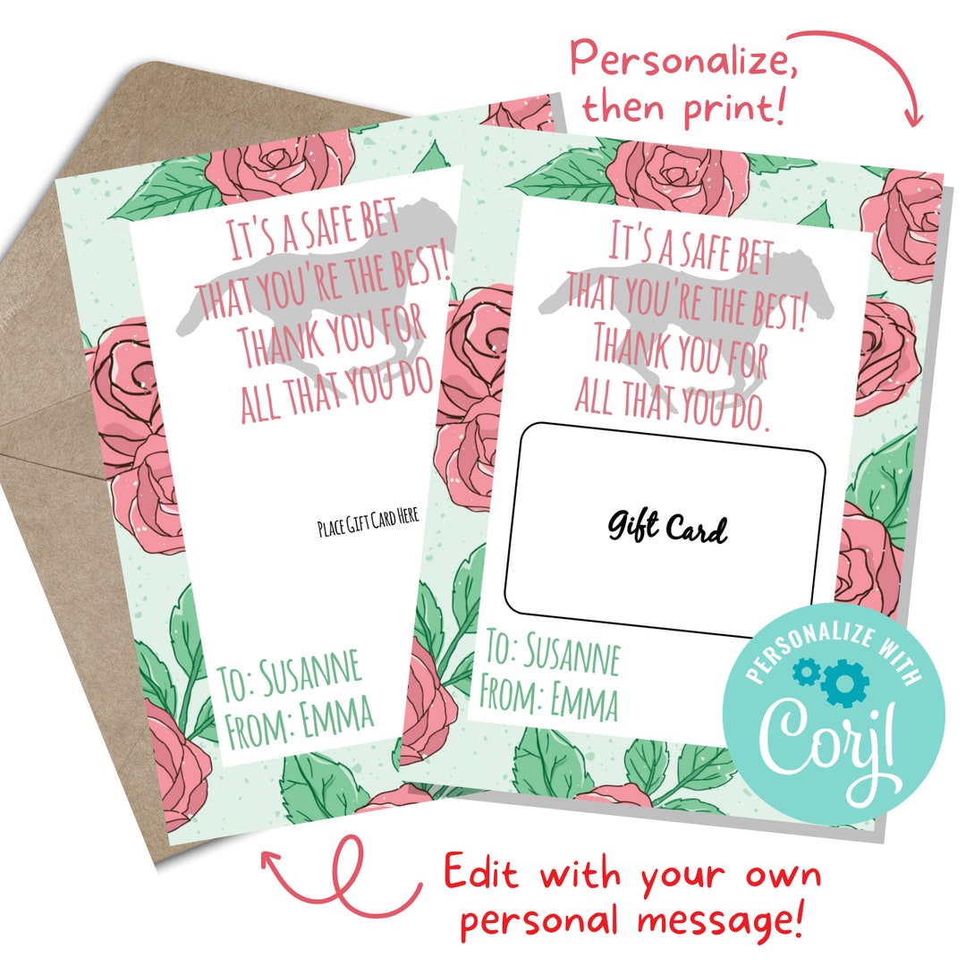 Kentucky Gift for Horse Lover Printable - Derby Horse Racing Gift Card ...