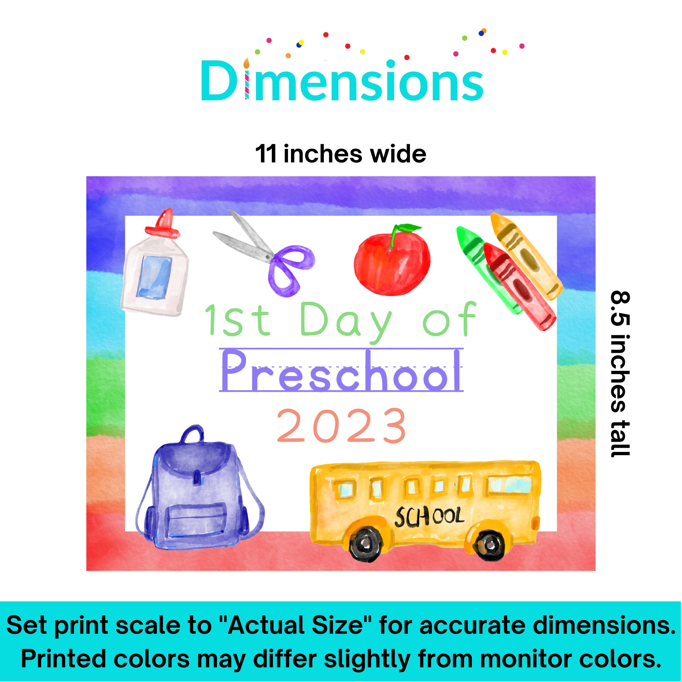 First Day of Preschool Printable Sign Happy 1st Day of School Photo ...