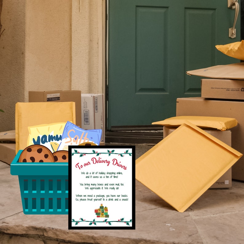 Delivery Driver Snack Sign Printable Mailman Christmas Treats Thank You ...