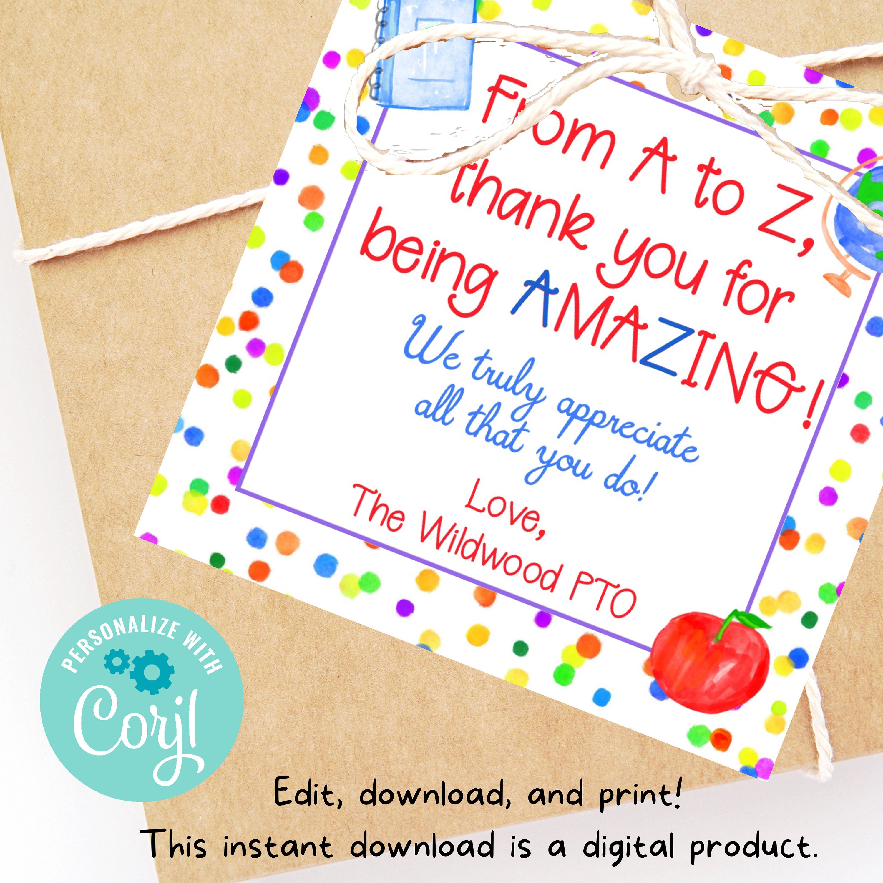 Editable School Volunteer Thank You Tags Elementary Staff - Etsy