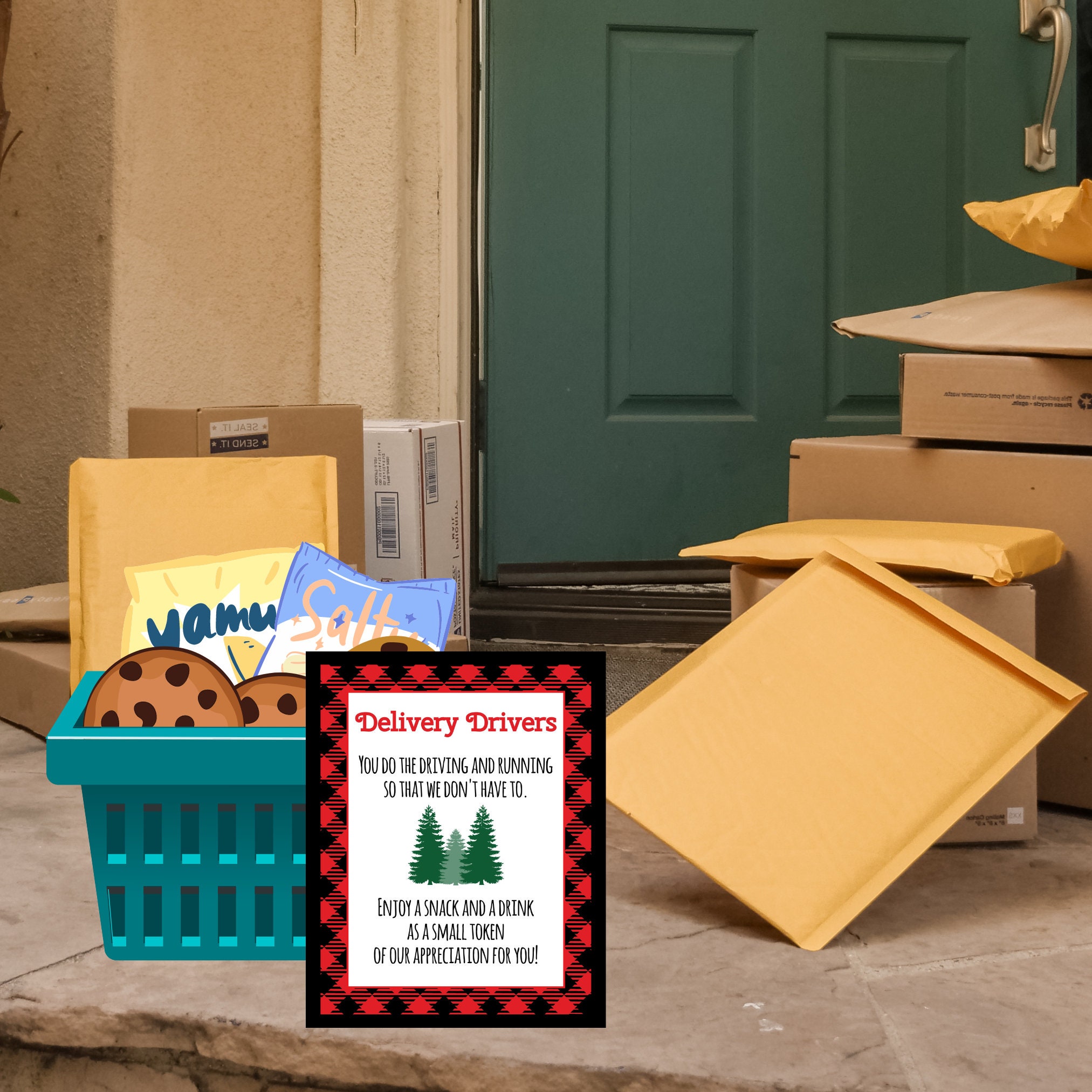 Delivery Driver Snack Sign Printable Mailman Christmas Treats Thank You ...