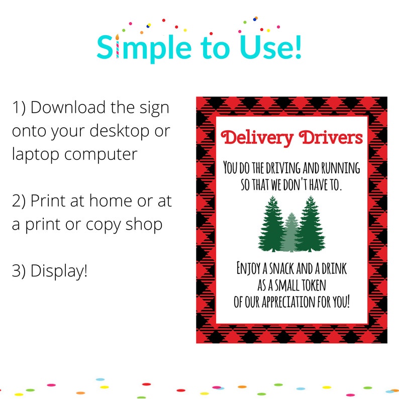 Delivery Driver Snack Sign Printable Mailman Christmas Treats Thank You ...