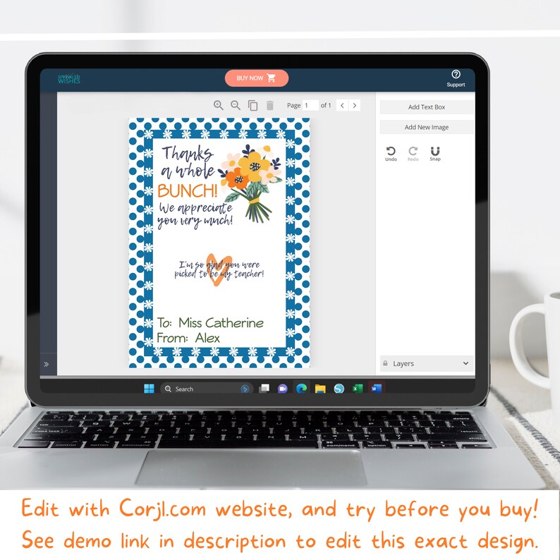 Editable Flower Gift Card Holder - Thank You Teacher Flower Design ...