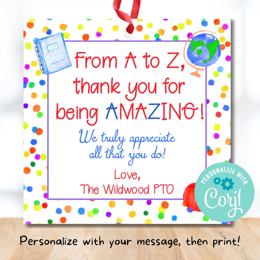 Editable School Volunteer Thank You Tags - Elementary Staff Thank You ...