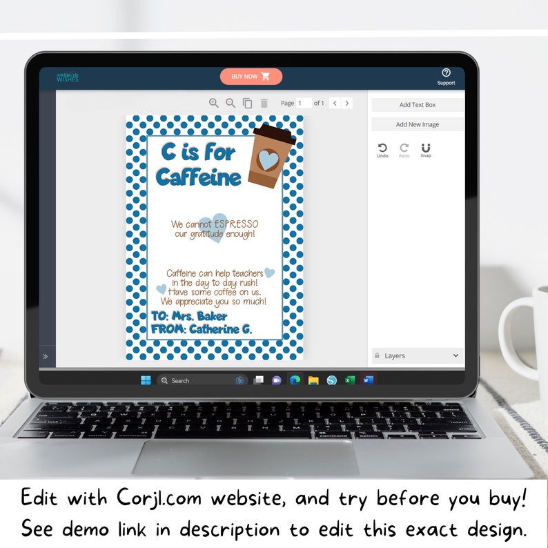 C is for Caffeine Coffee Gift Card Holder - Teacher Appreciation Week ...