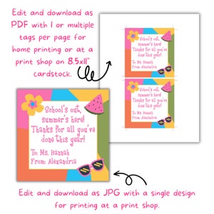 End of School Year Gift Tag for Teacher - Printable Parent Volunteer ...