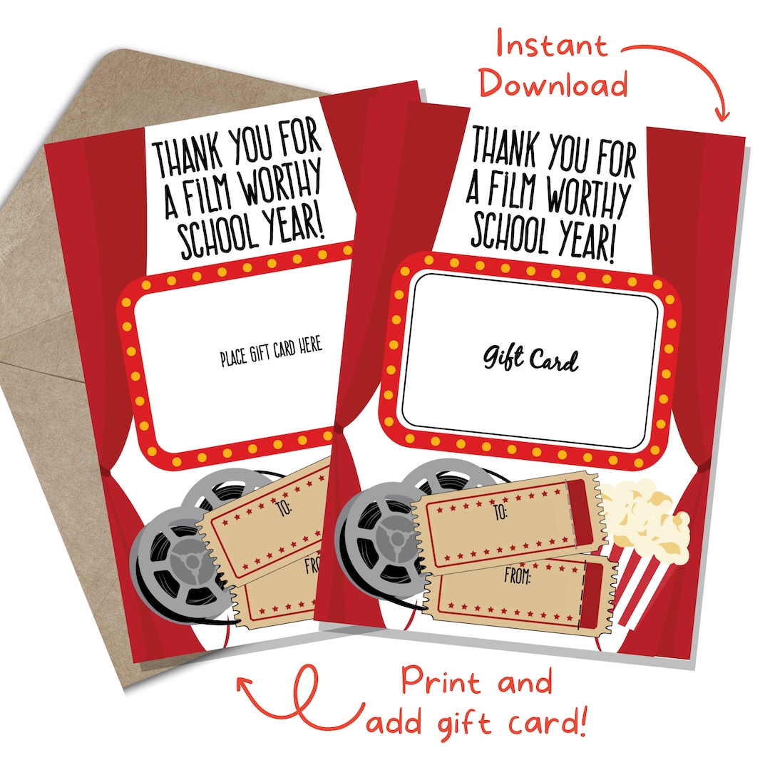 Movie Theater Gift Card for Teacher Appreciation Week Gift - Movie ...