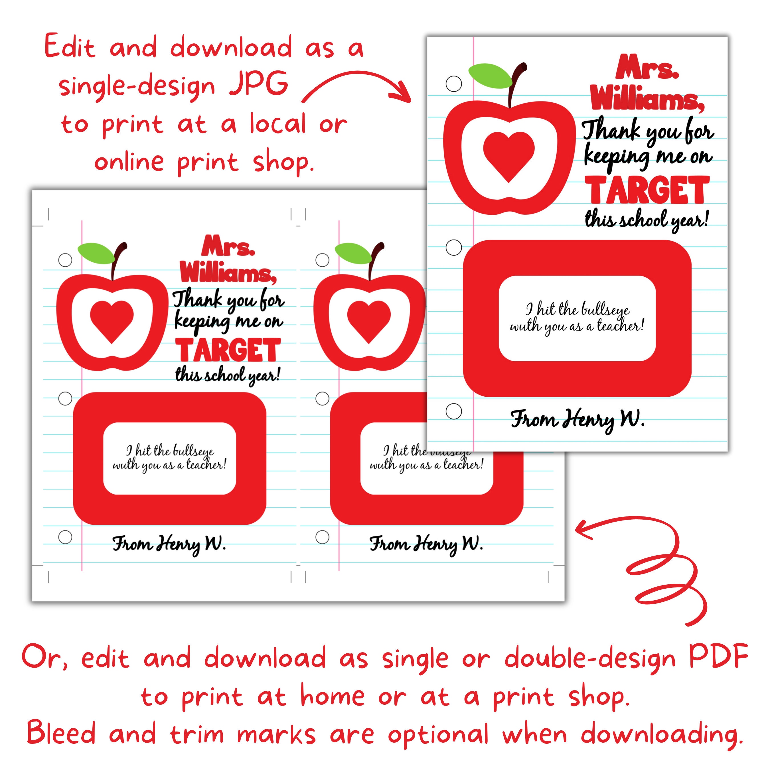 Teacher Appreciation Week on Target Gift Card Printable - Personalized ...