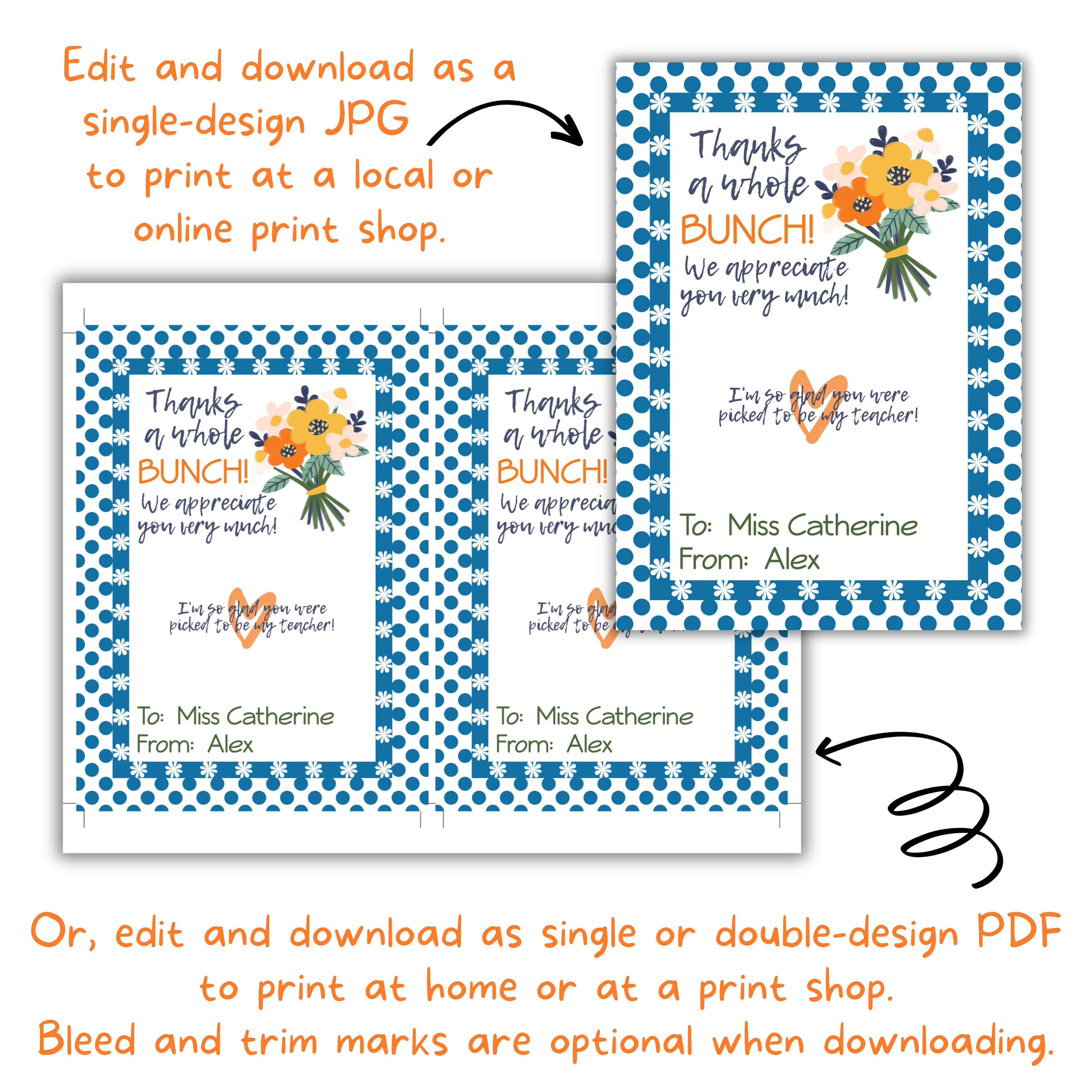 Editable Flower Gift Card Holder - Thank You Teacher Flower Design ...