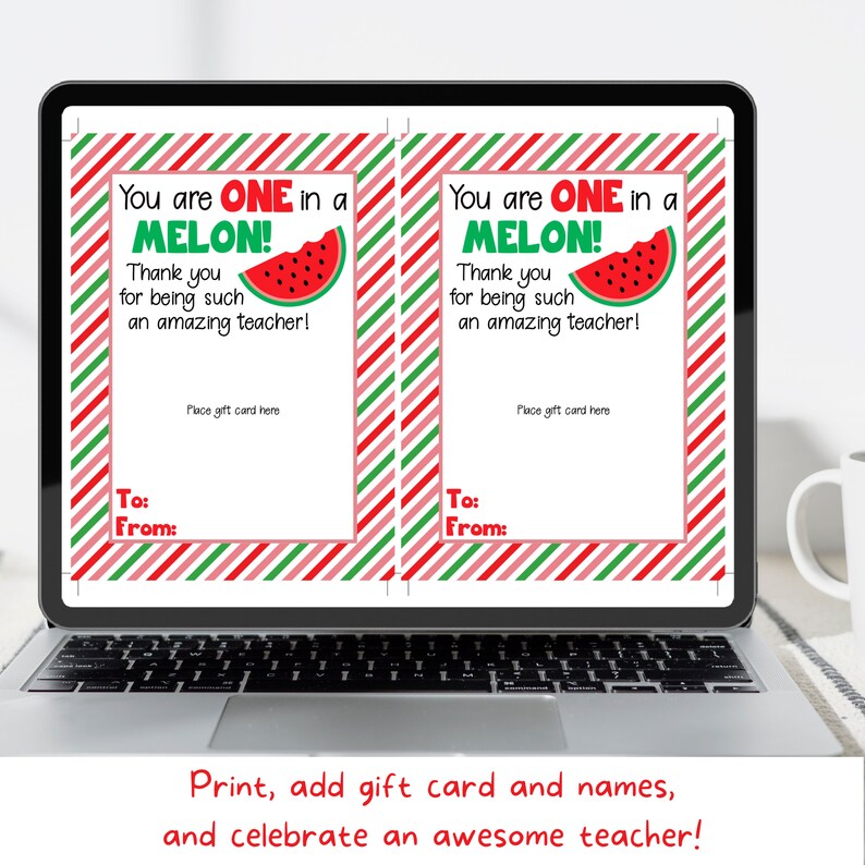 One in a Melon Gift Card Holder for Teacher Printable - Watermelon ...