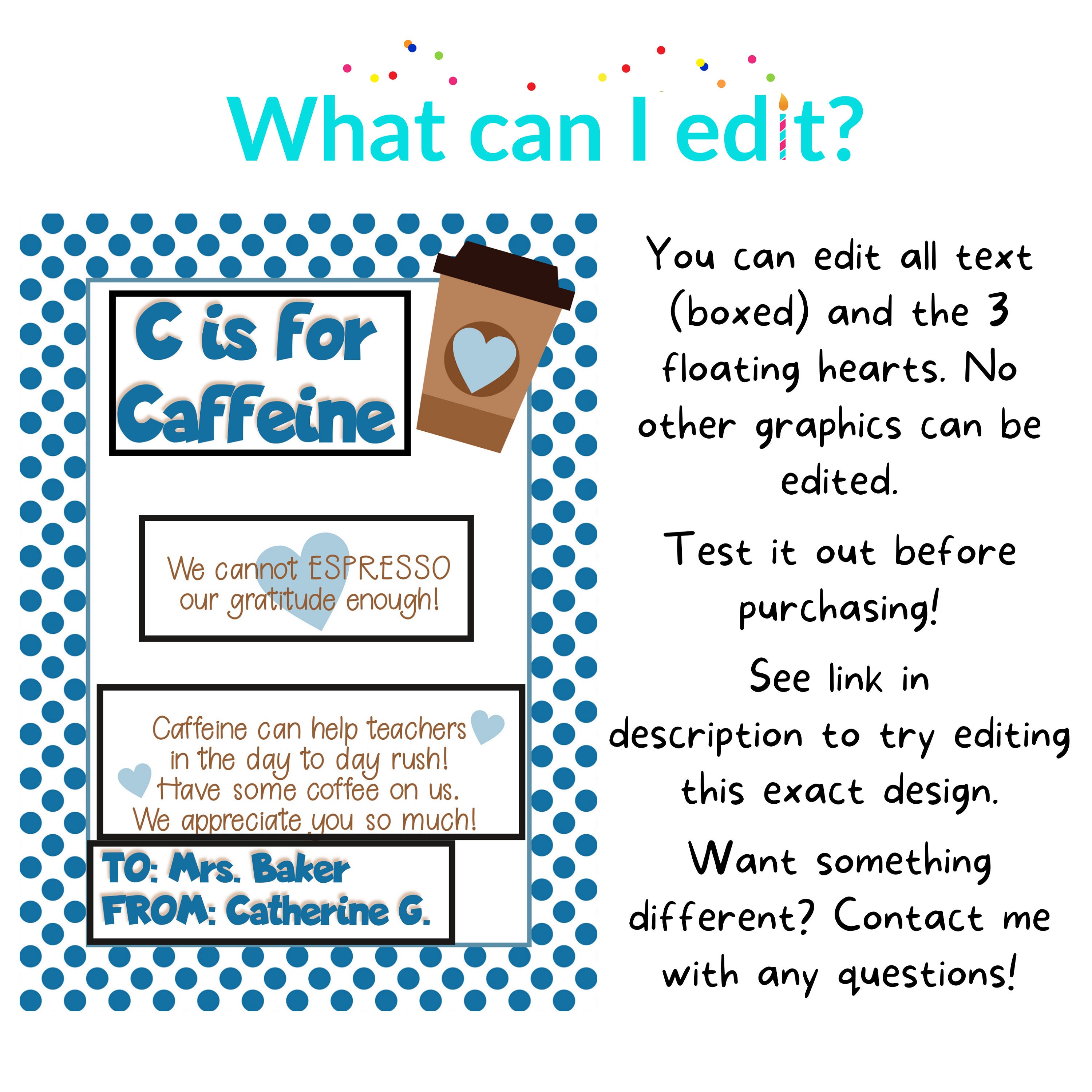 C is for Caffeine Coffee Gift Card Holder - Teacher Appreciation Week ...