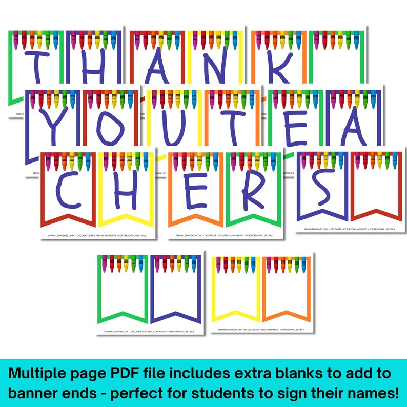 Printable Thank You Teachers Banner Teacher Appreciation - Etsy