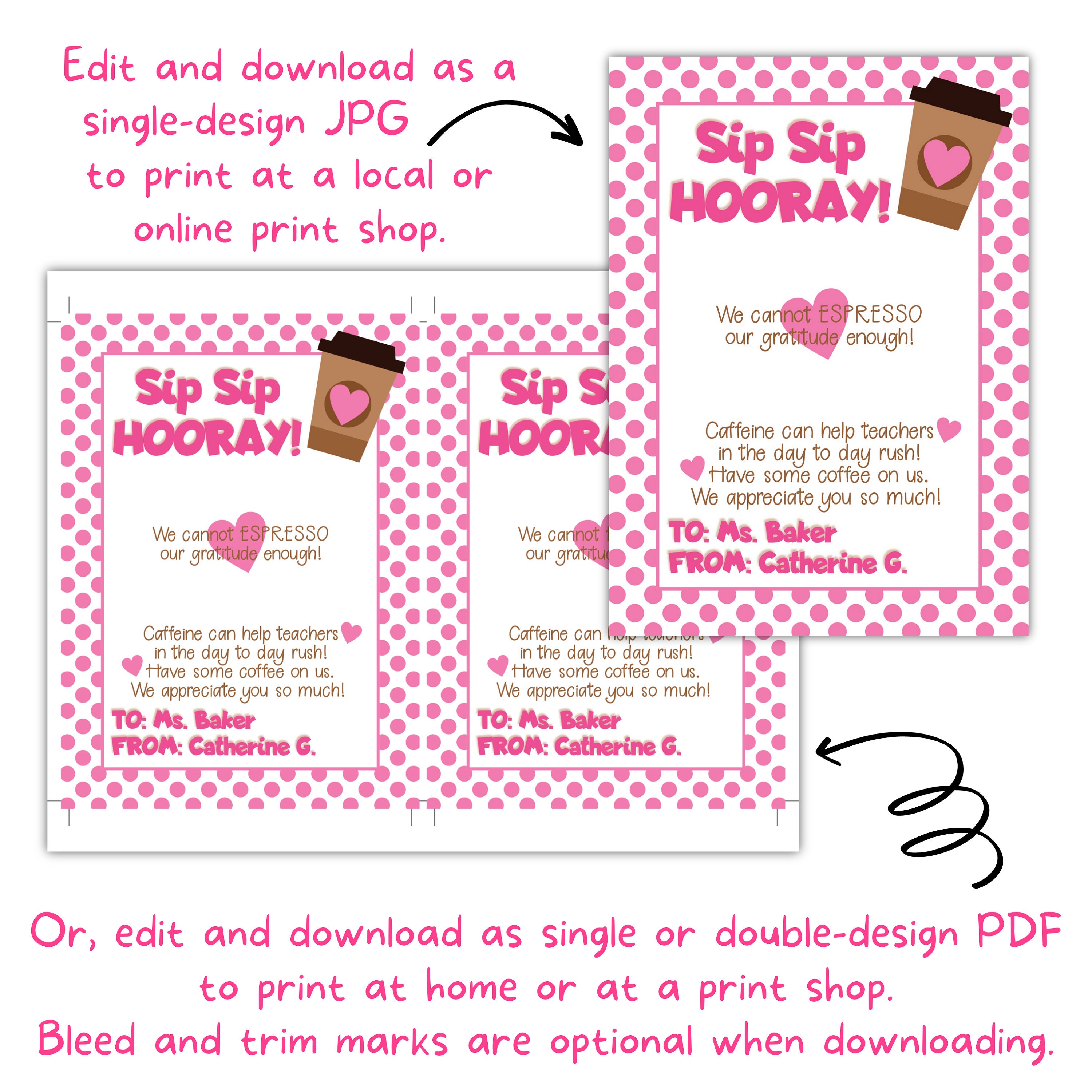 Coffee Gift Card Holder for Teacher Appreciation Week - Personalized ...