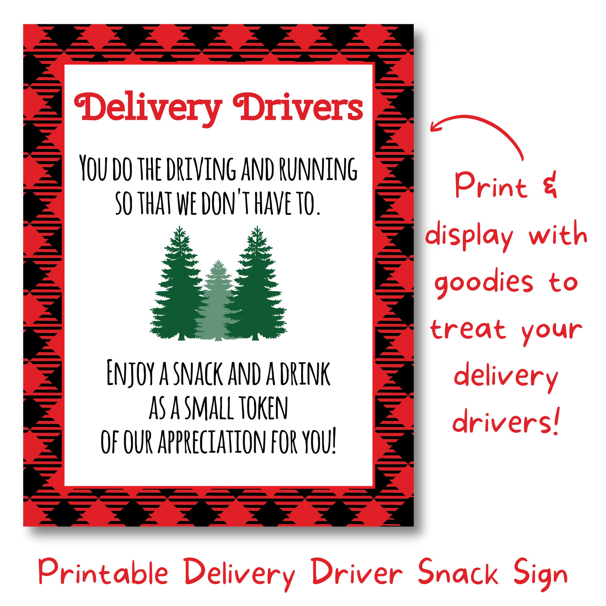 Delivery Driver Snack Sign Printable Mailman Christmas Treats Thank You ...