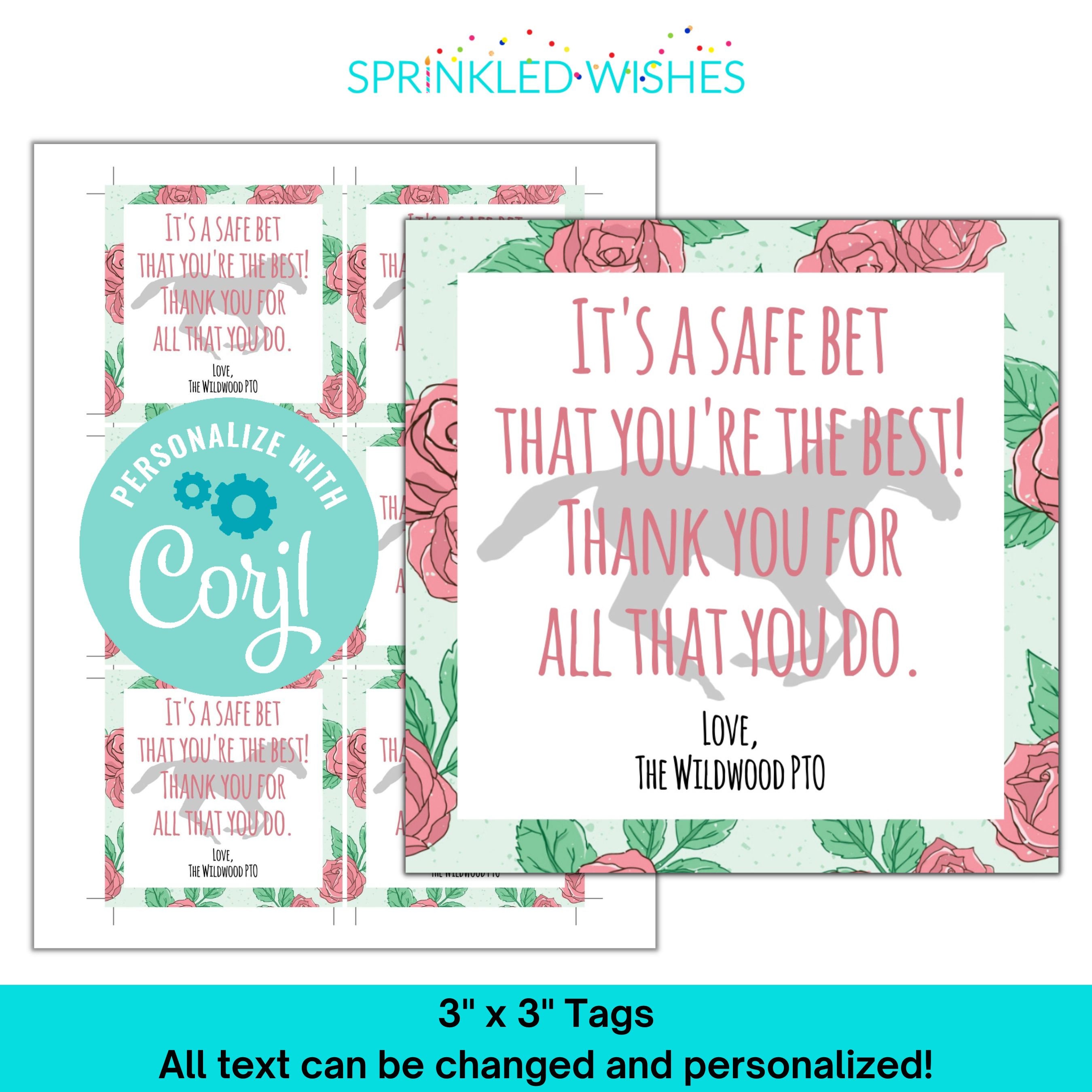 Printable Horse Thank You Tags - Race Horse Personalized Tag - Editable ...