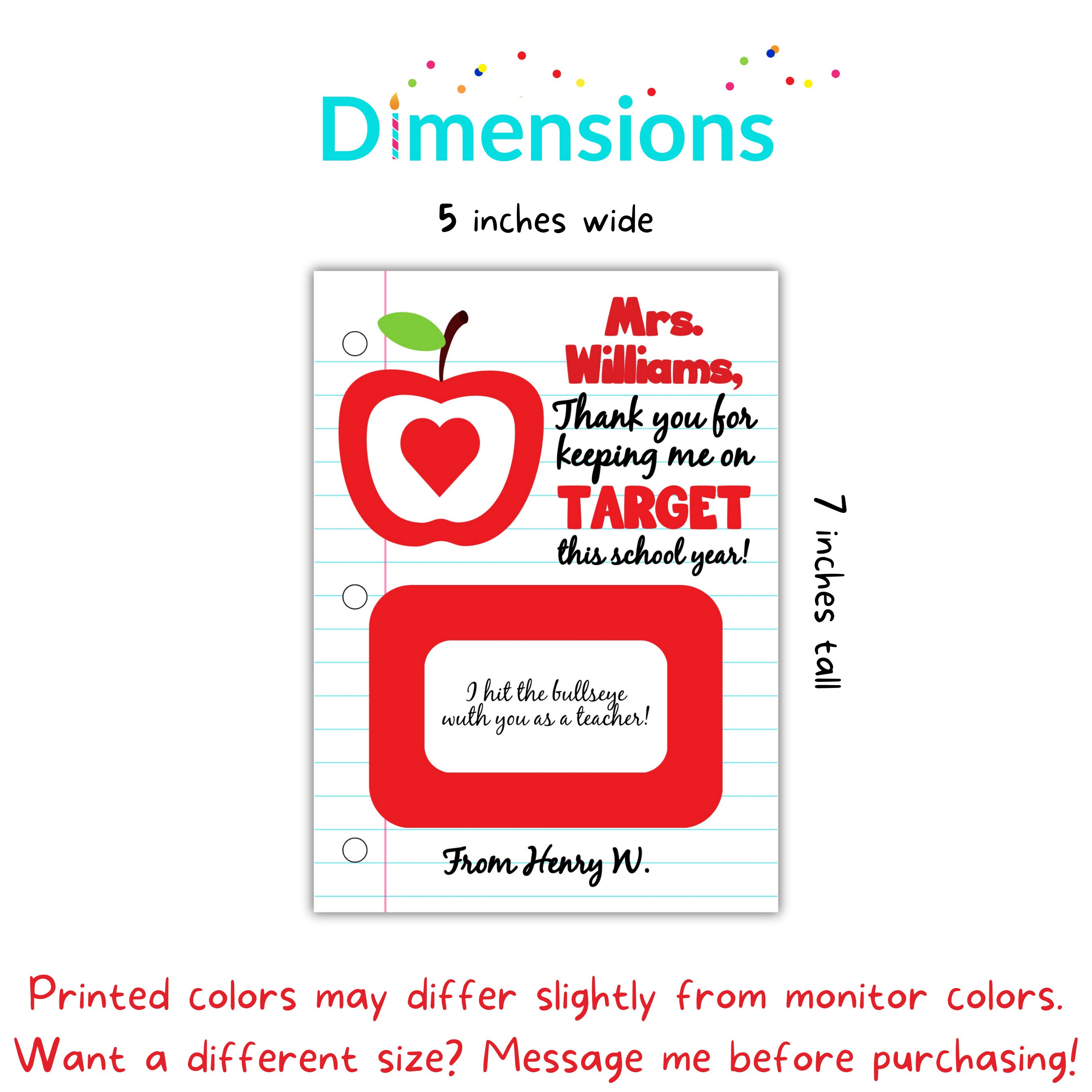 Teacher Appreciation Week on Target Gift Card Printable - Personalized ...