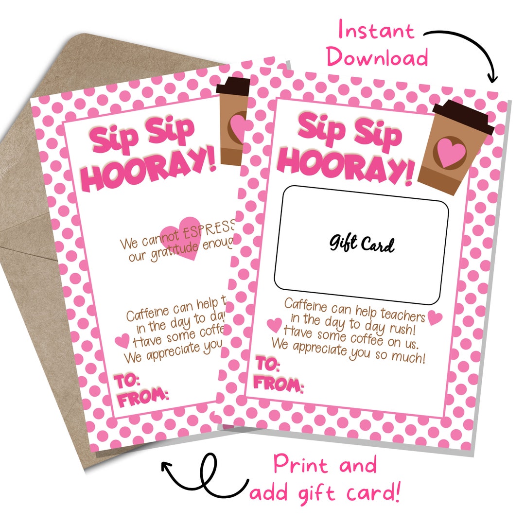 Coffee Gift Card Holder for Teacher Appreciation Week - Printable ...