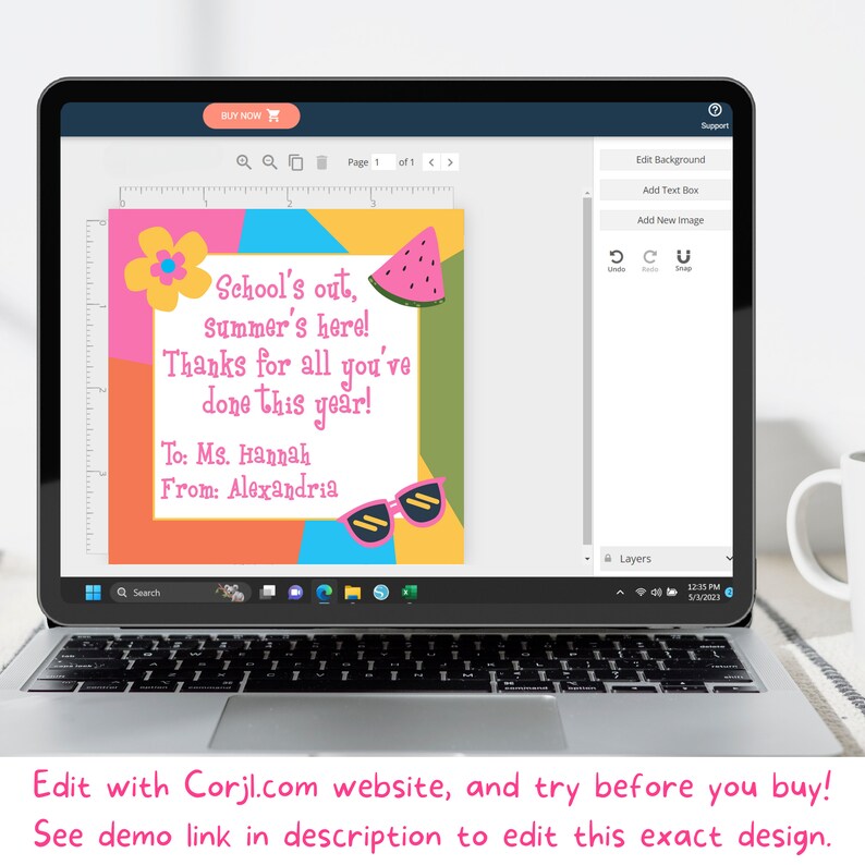 End of School Year Gift Tag for Teacher - Printable Parent Volunteer ...