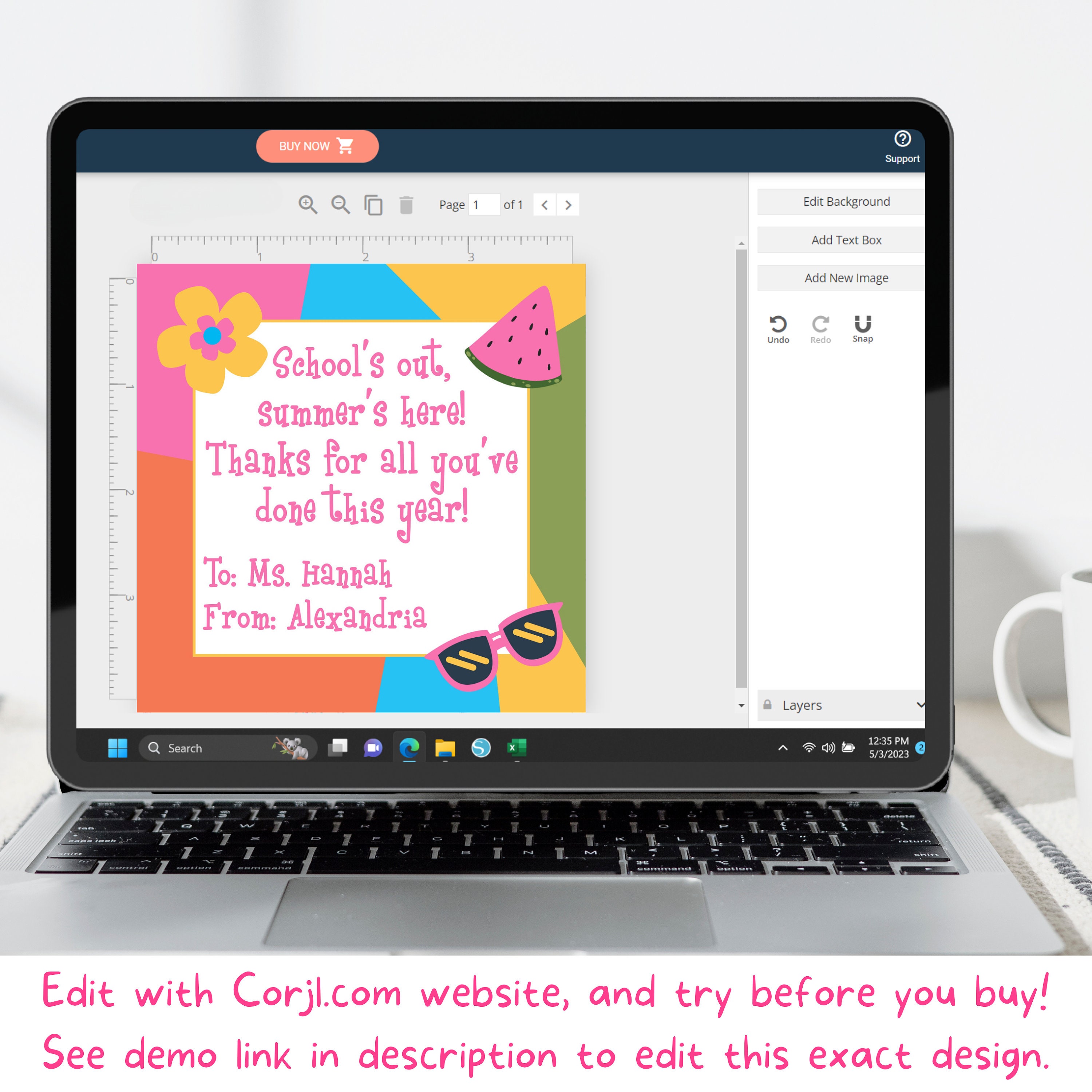 End of School Year Gift Tag for Teacher - Printable Parent Volunteer ...