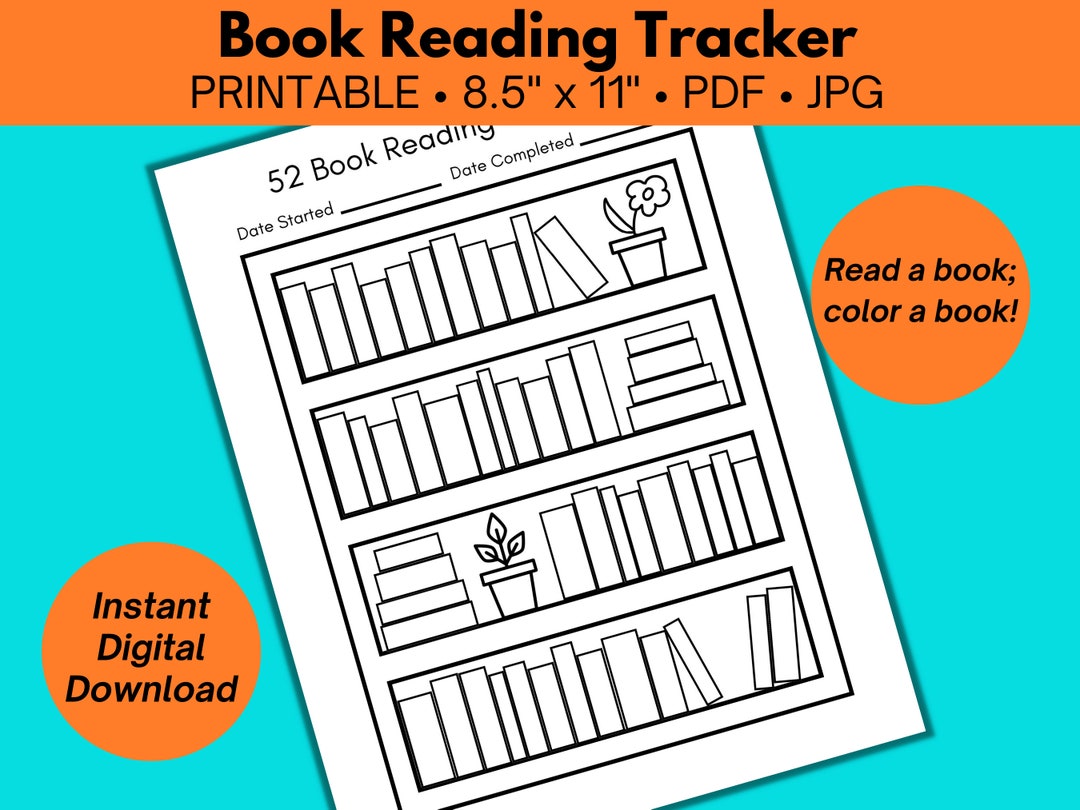 Book Tracker Printable 52 Book Challenge A Book a Week Reading Challege ...