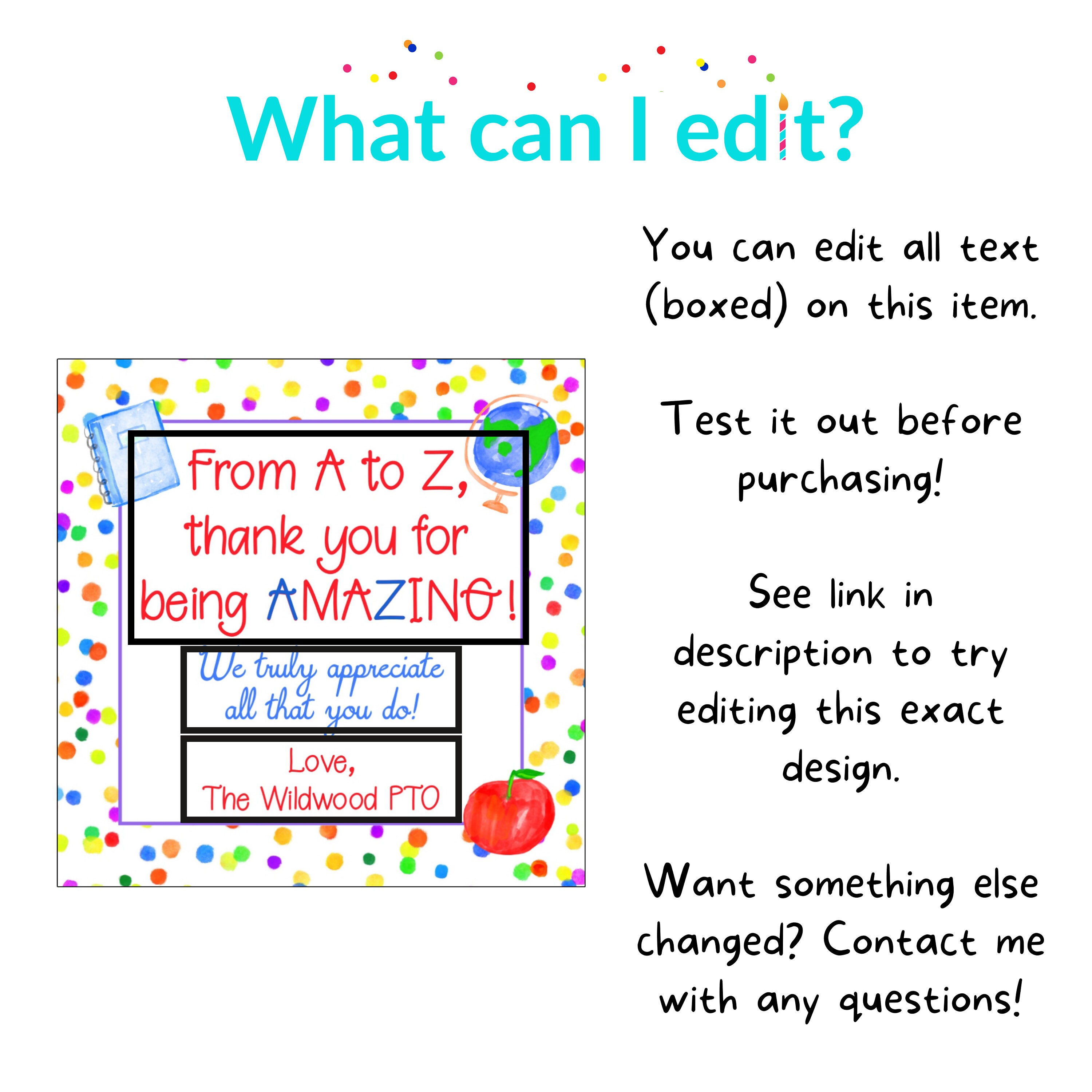 Editable School Volunteer Thank You Tags Elementary Staff - Etsy