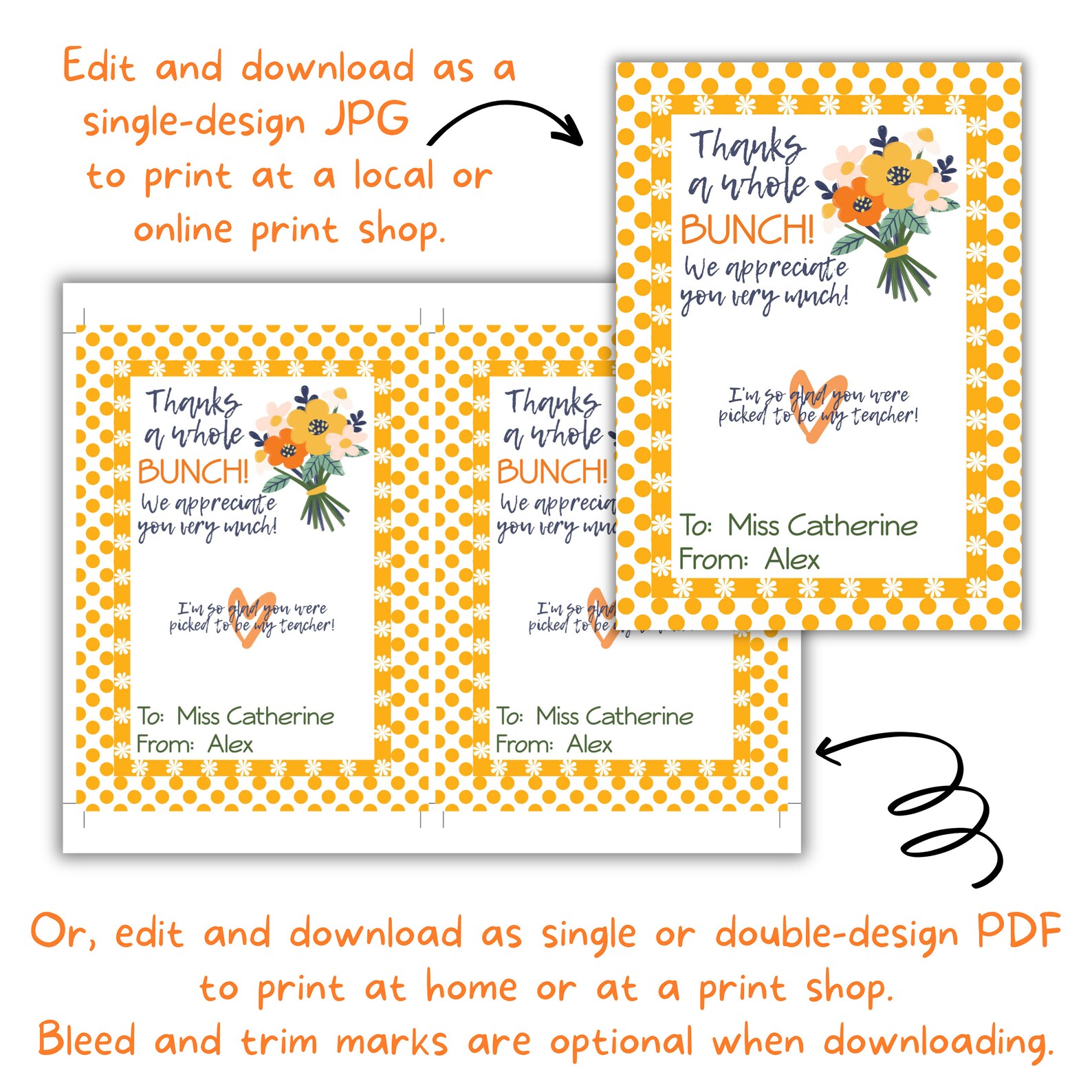 Printable Floral Teacher Gift Card Holder - Thanks a Bunch Flower ...