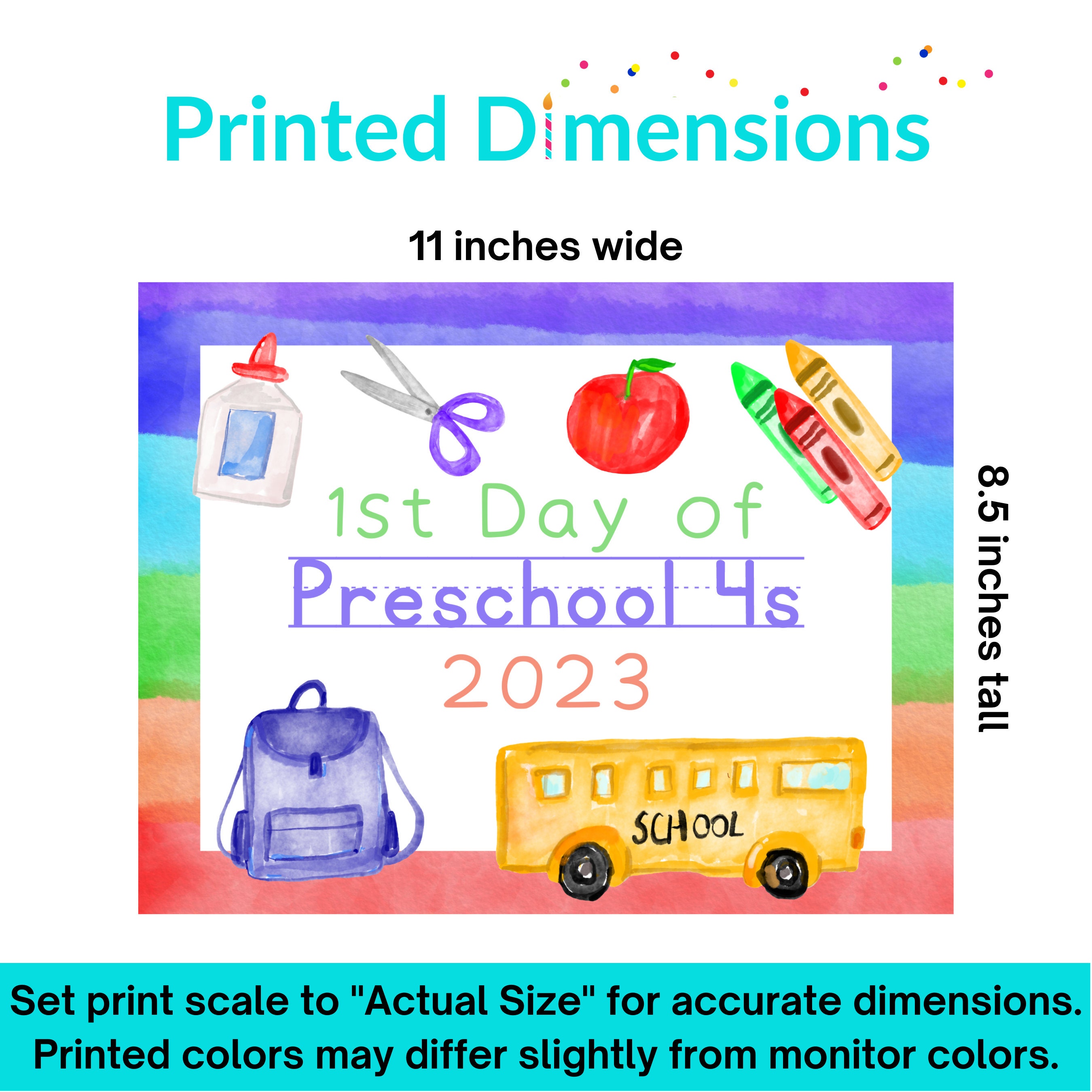 First Day of Preschool 4s Printable Sign 1st Day of Four - Etsy