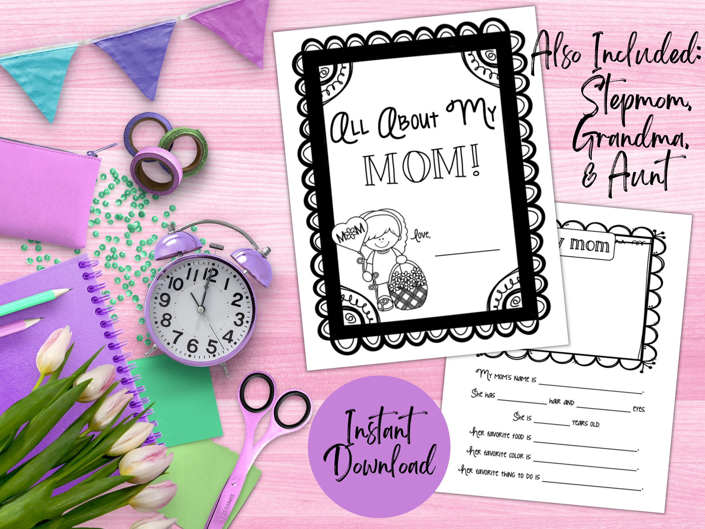 Printable Mother's Day Book, Stepmom, Grandma, Aunt, Mother's Day ...