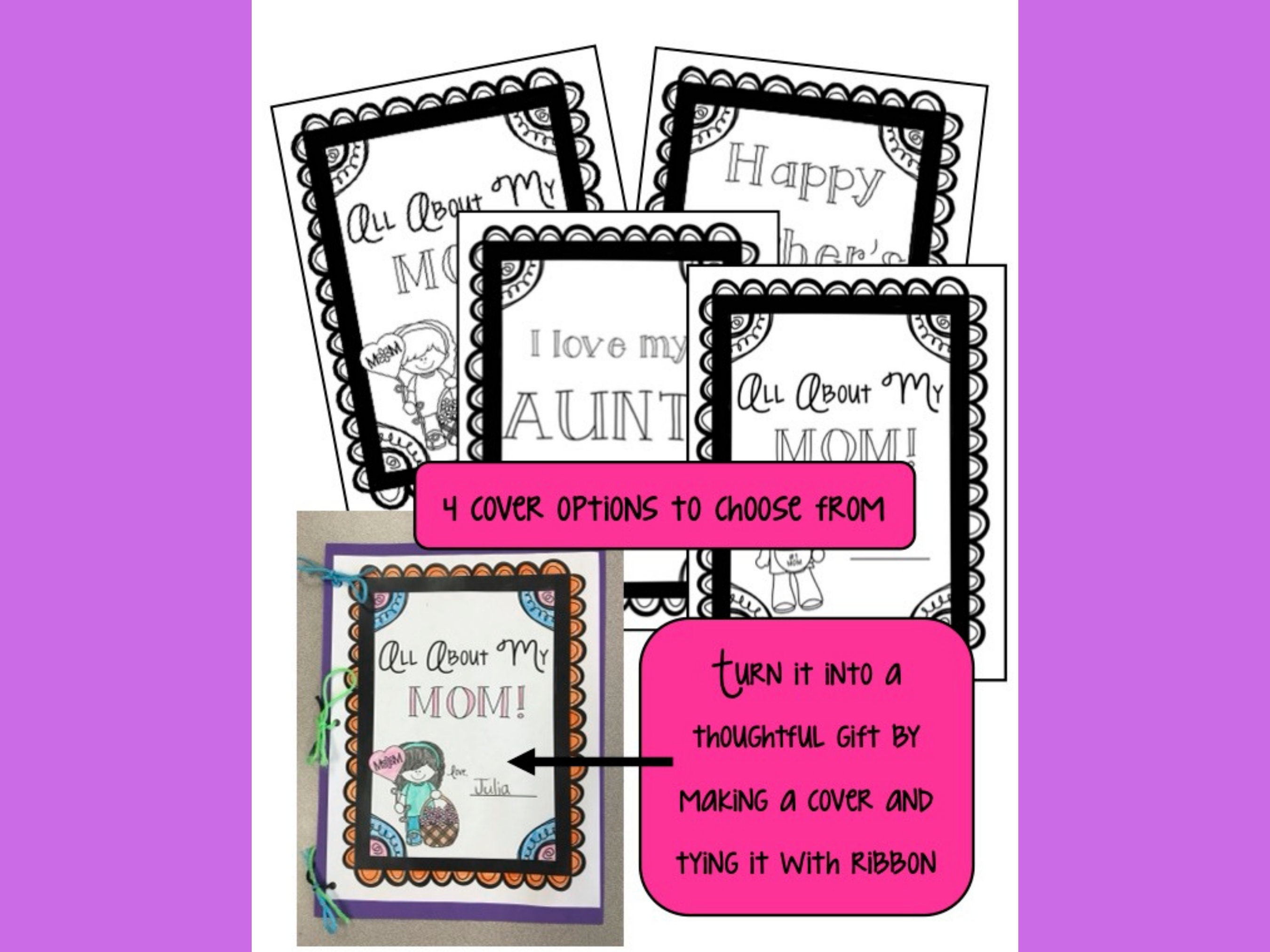 Printable Mother's Day Book, Stepmom, Grandma, Aunt, Mother's Day ...