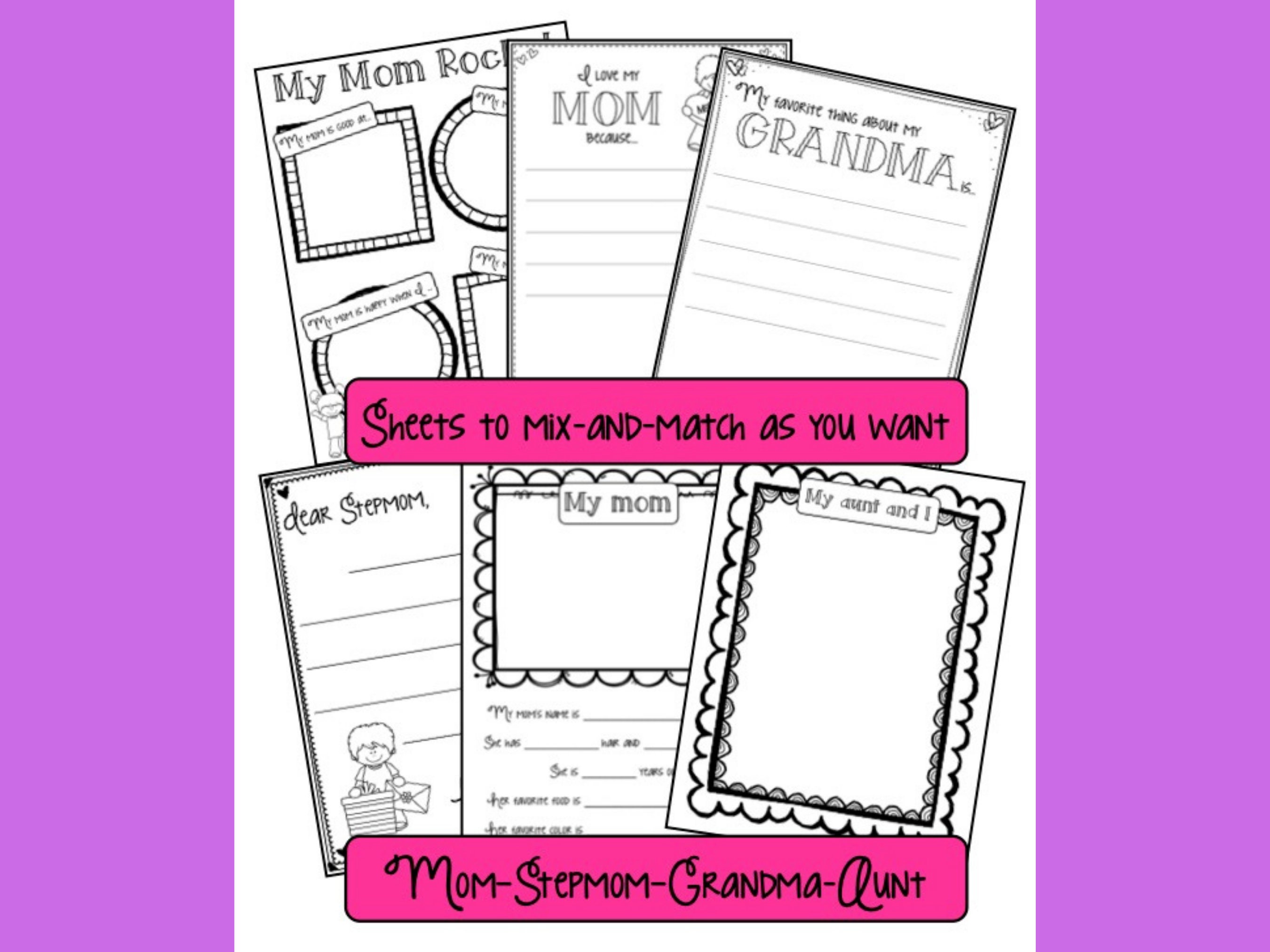Printable Mother's Day Book, Stepmom, Grandma, Aunt, Mother's Day ...