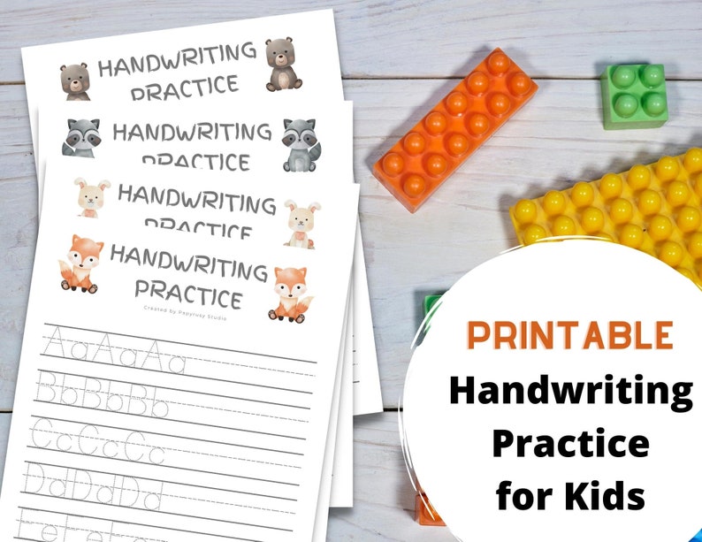Printable Handwriting Practice Worksheet Cute Baby Animals - Etsy