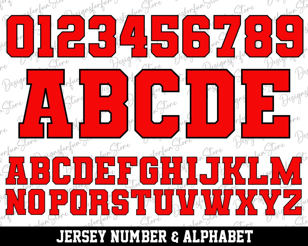 Bold Red With Black Outline Svg, Jersey Numbers Svg, Alphabet Letter ...