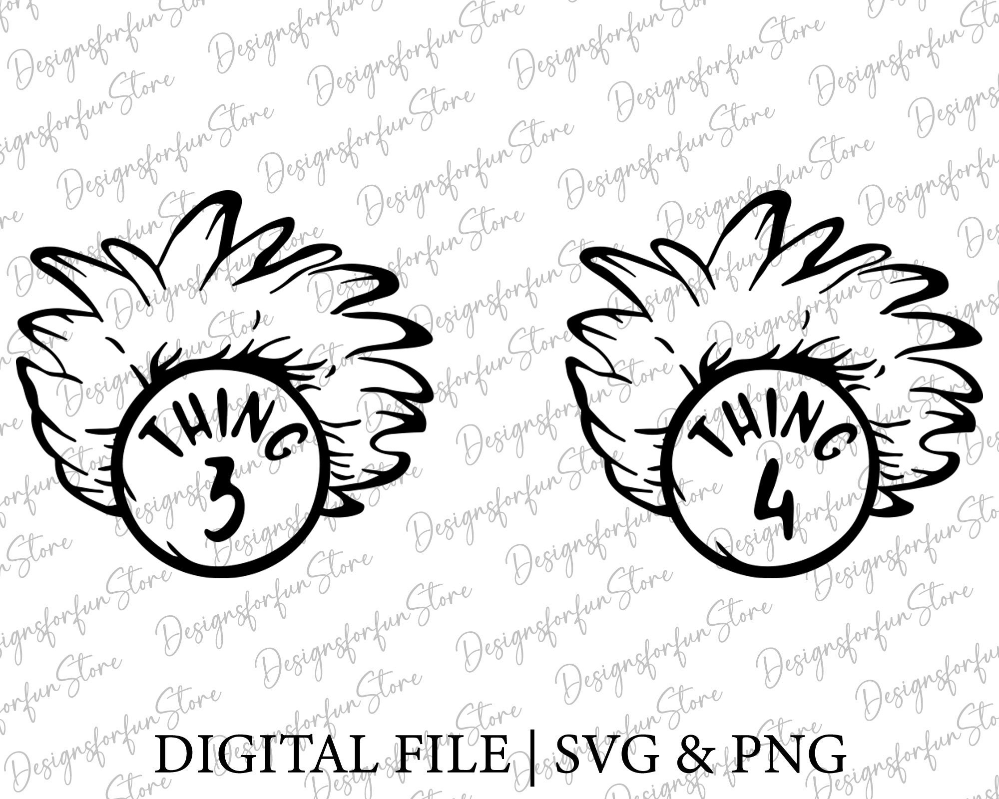 Thing 3 and Thing 4 Svg, Dr Seuss Svg, Thing 3 Svg, Thing 4 Svg, Cat in ...
