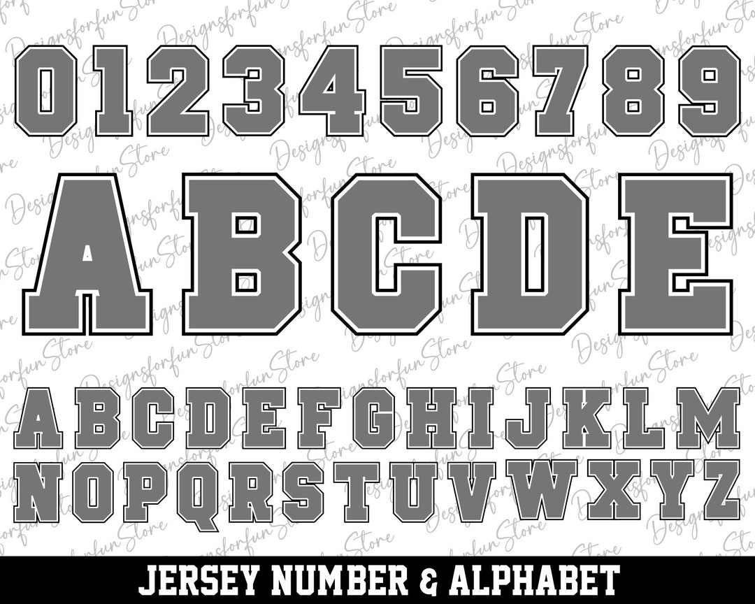 Grey Layered on Black Font Svg, Jersey Numbers Svg, Alphabet Letter Svg ...