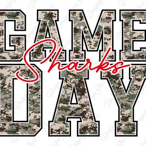 Gameday Sharks Mascot Svg, Camo Pattern Svg, Sublimation Design, Camo ...