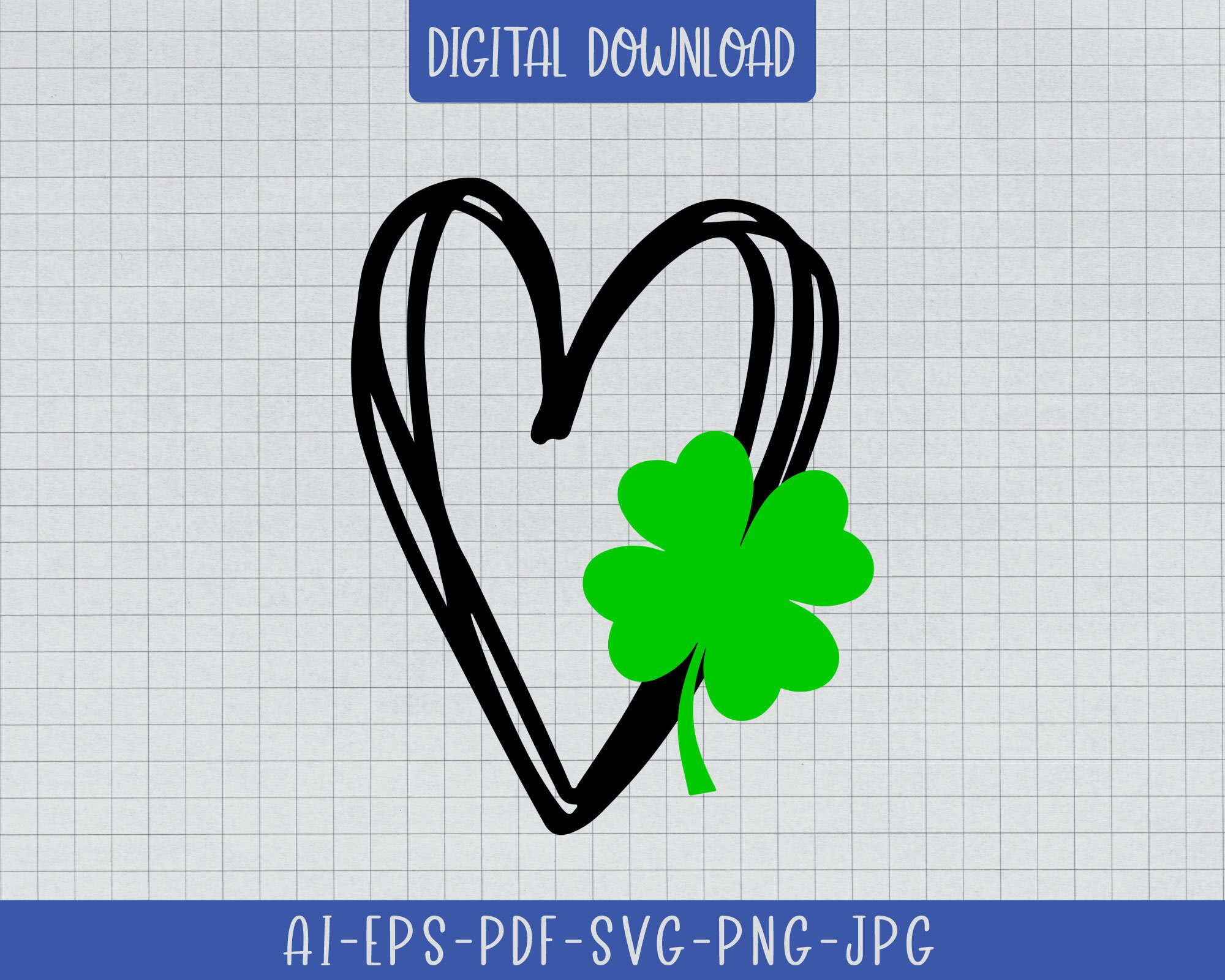 Clover Heart Svg St. Patrick's Day Svg Lucky Svg | Etsy