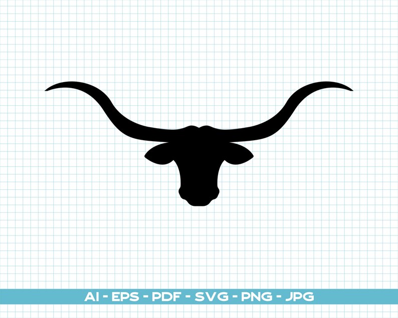 Longhorn Head Svg Silhouette File Longhorn Head Clipart | Etsy