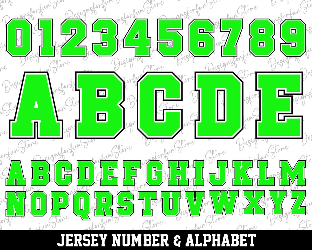 Lime Green Layered on Black Svg, Jersey Numbers Svg, Alphabet Letter ...