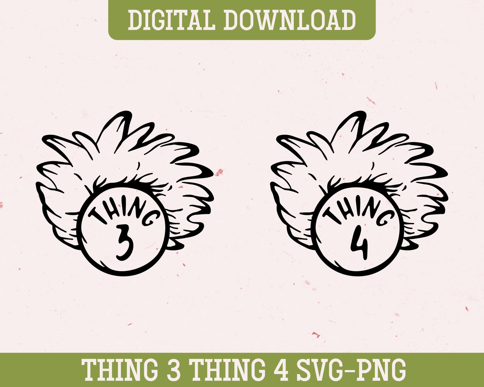 Thing 3 and Thing 4 Svg Dr Seuss Svg Thing 3 Svg Thing 4 | Etsy