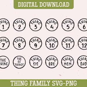 Thing 1 Svg, Thing 2 Svg, Thing 3 Svg, Thing Family Svg, Silhouette ...