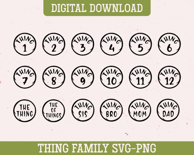 Thing 1 Svg, Thing 2 Svg, Thing 3 Svg, Thing Family Svg, Silhouette ...