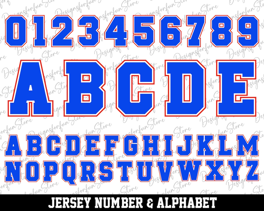 Blue Layered on Red Font Svg, Jersey Numbers Svg, Alphabet Letter Svg ...