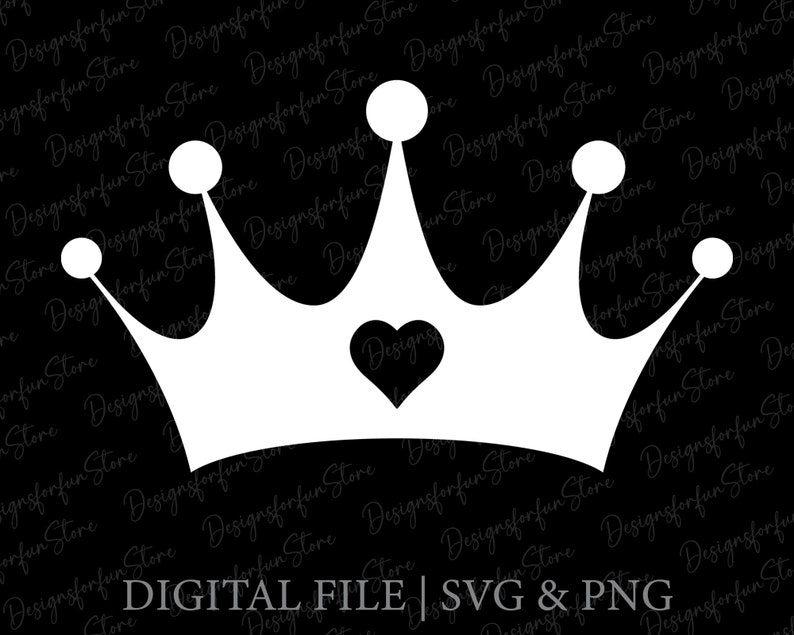 Crown With Heart Svg, Princess Heart Svg, Queen Crown Svg, Princess Svg ...