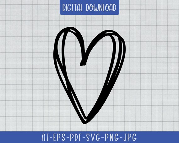 Hart Svg Doodle Hart Svg Krijt Hart Svg Hart Clipart Hart - Etsy België