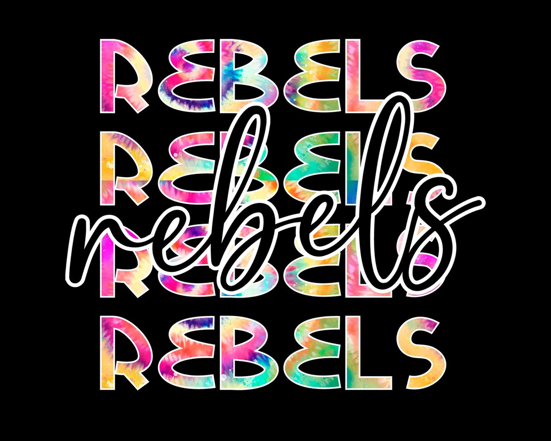 Rebels Mascot Tie Dye Png, Sublimation Design, Stacked Pattern, Rebels ...