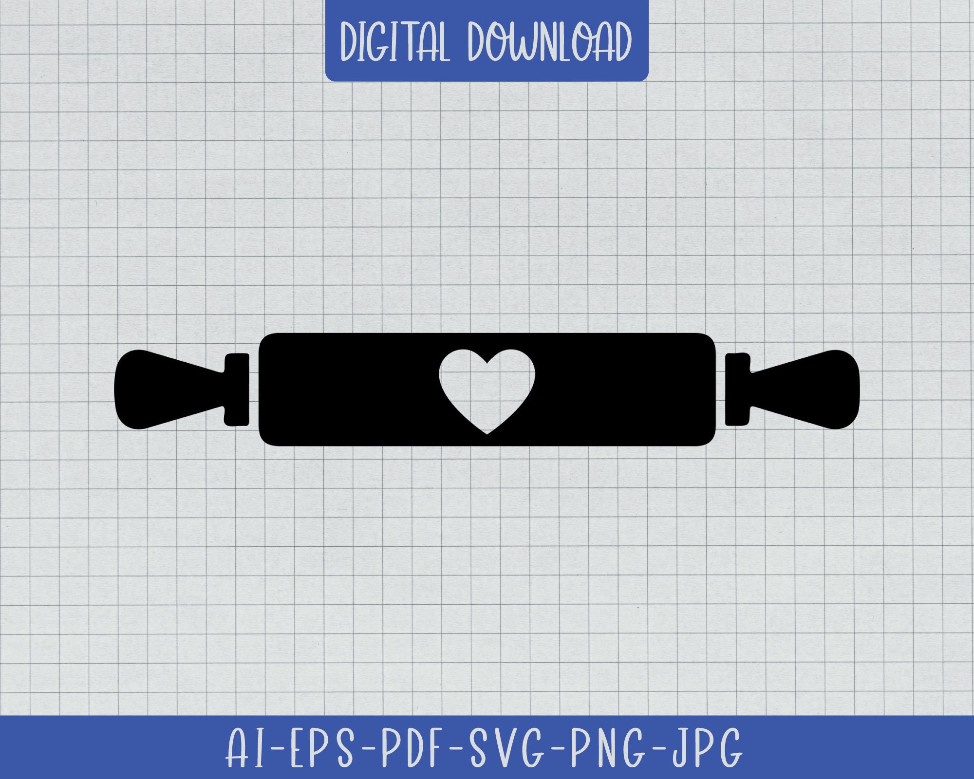 Rolling Pin With Heart Baking Svg Rolling Pin Svg | Etsy